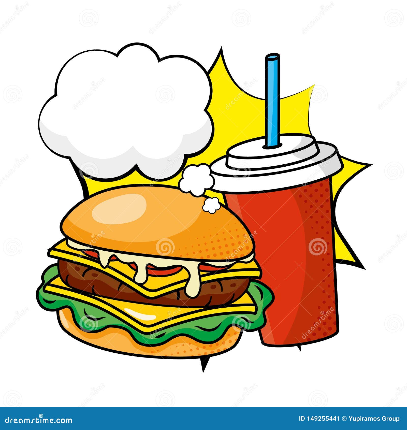 Hamburger and Soda Vector Illustration Stock Vector - Illustration of ...