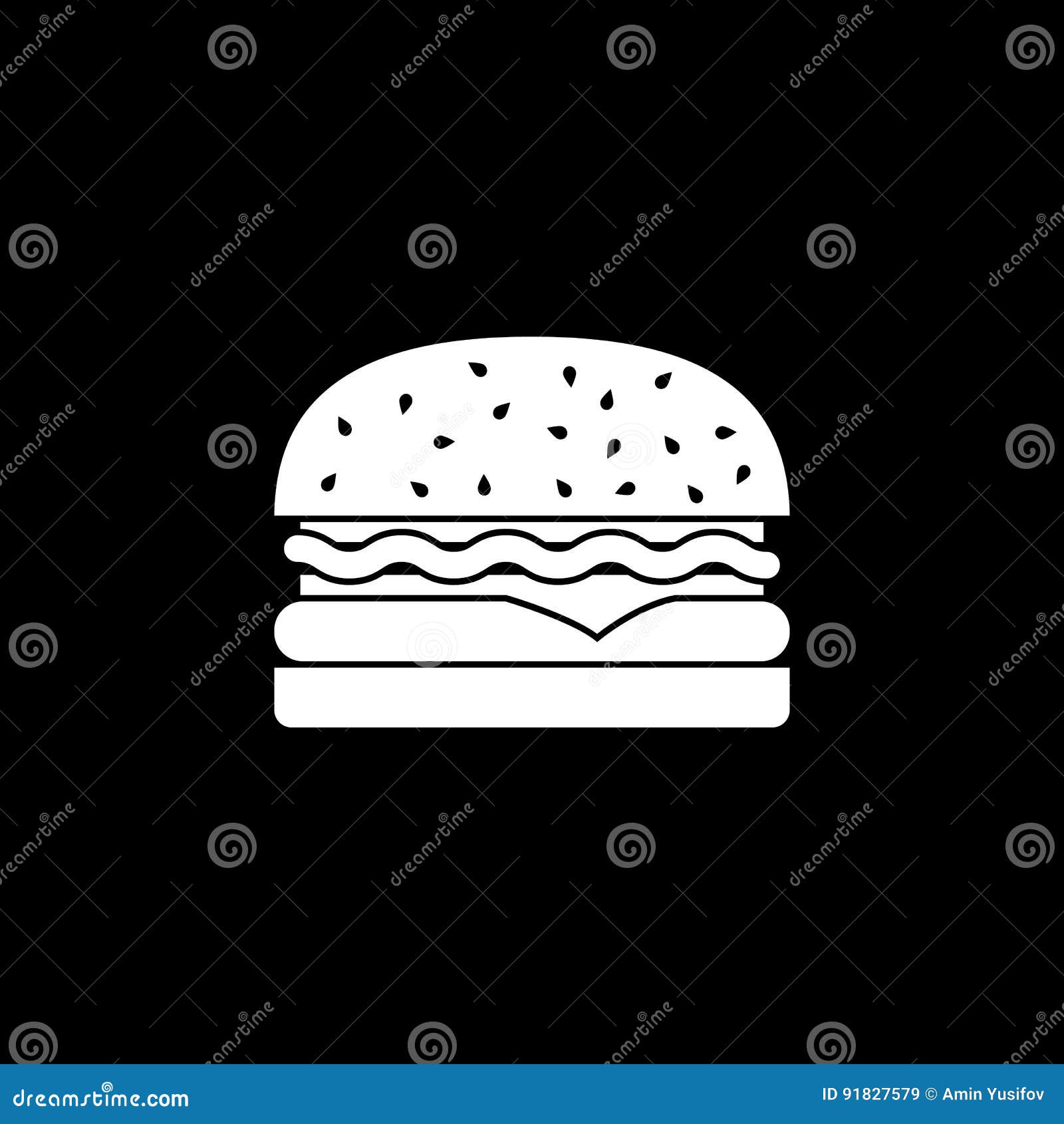 Hamburger Solid Icon, Food Drink Elements Stock Vector - Illustration ...