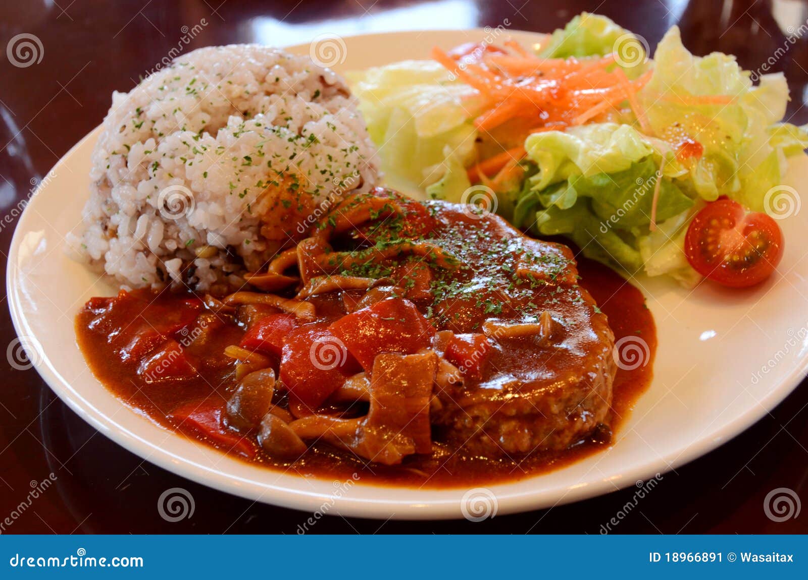 Hamburger steak stock image. Image of salad, plate, hamburger - 18966891