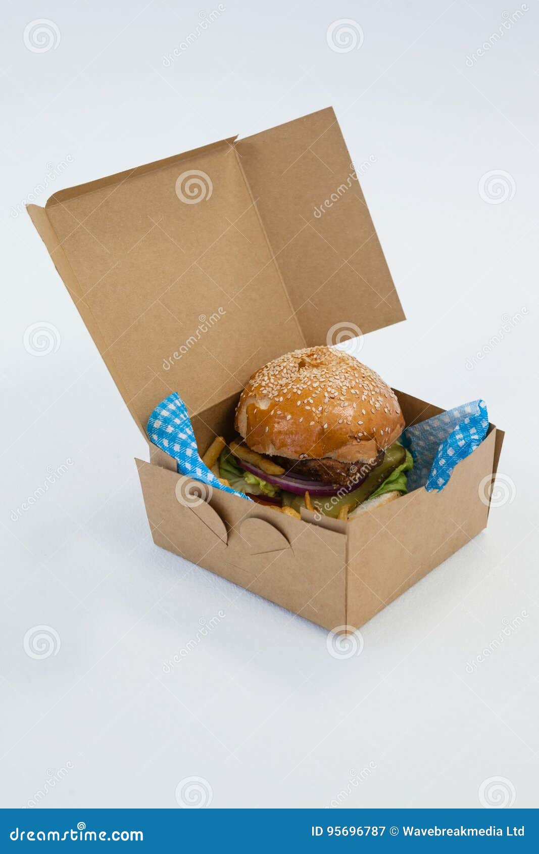 Hamburger in a Take Away Container on Table Stock Image - Image of deep ...