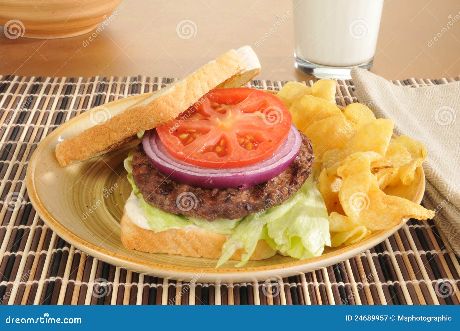 Hamburger on toast stock image. Image of meal, tomato - 24689957