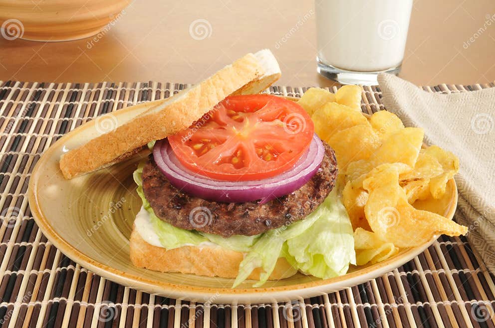 Hamburger on toast stock image. Image of meal, tomato - 24689957