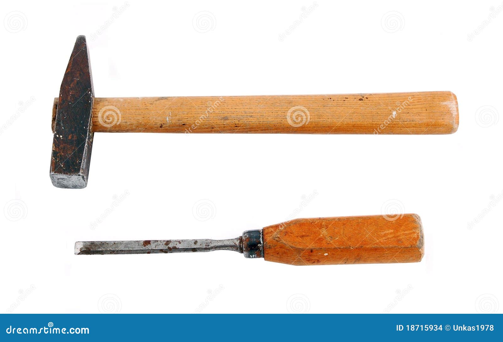 Hamer en beitel stock foto. Image of metaal, één, timmerwerk - 18715934