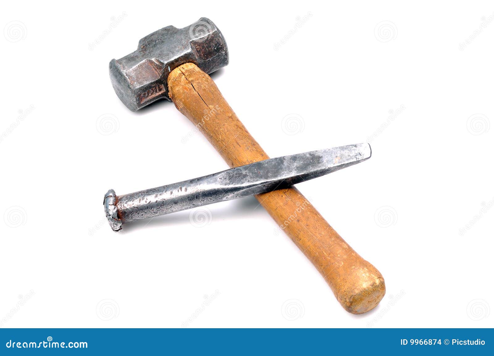 Hamer en beitel stock foto. Image of geïsoleerd, hamer - 9966874