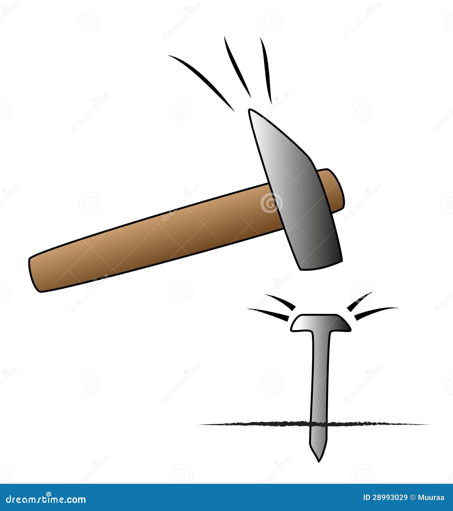 Hamer en spijker vector illustratie. Illustration of reparatie - 28993029