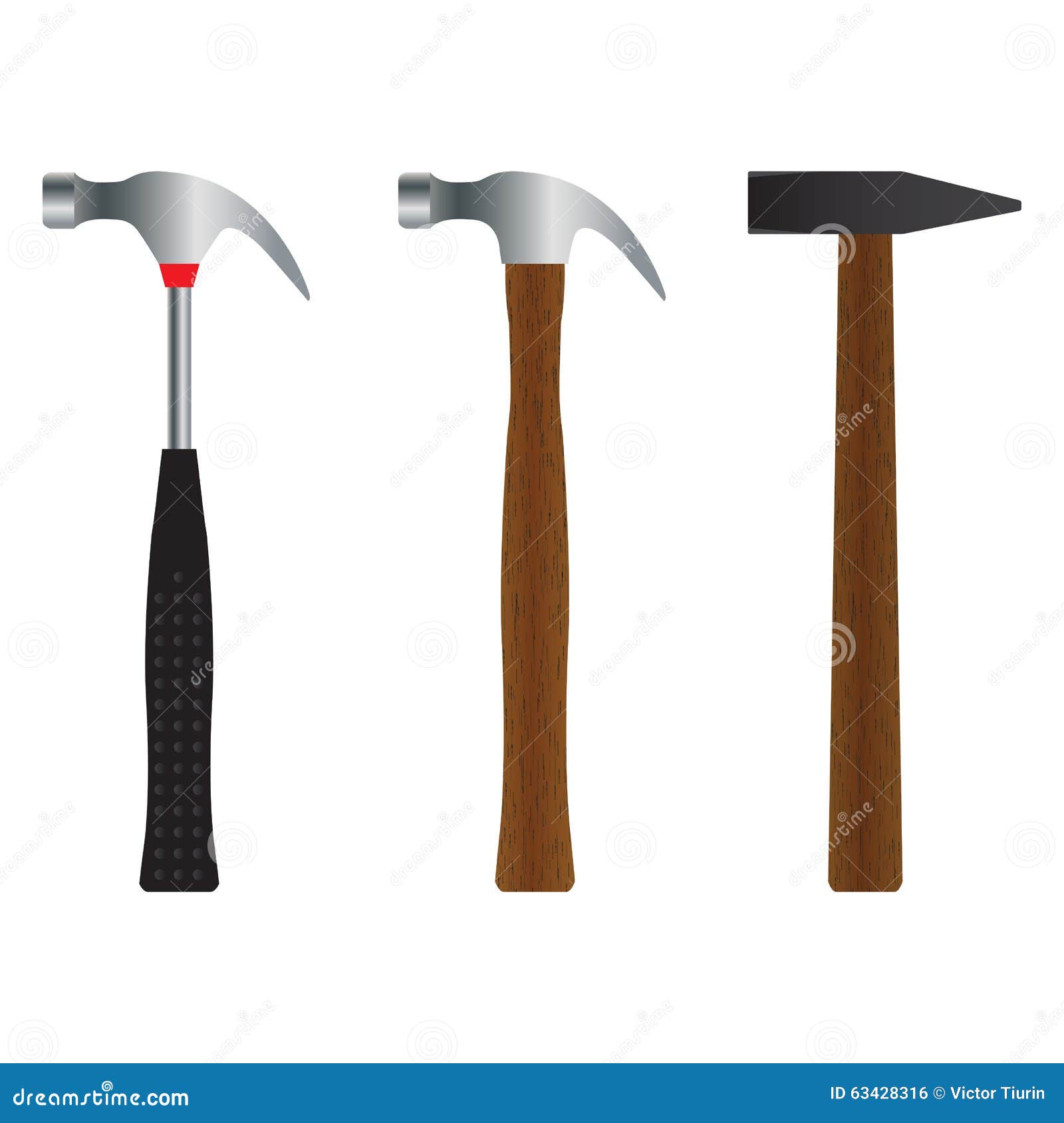 Hamer Verschillende Versies Vector Illustratie - Illustration of metaal ...