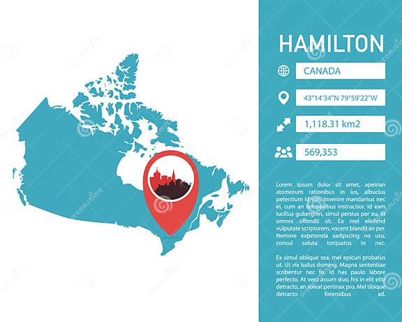 Hamilton Canada Map Vector Infographics Template Stock Vector ...