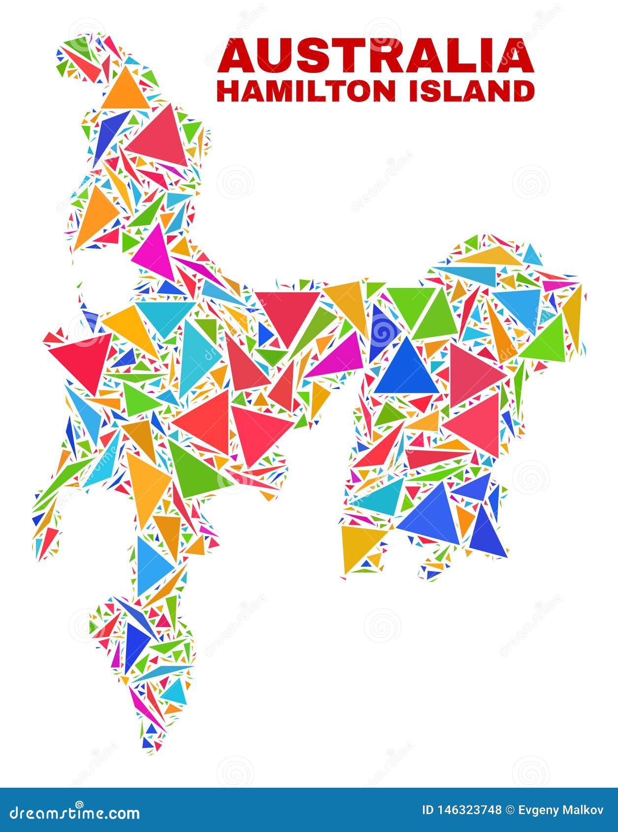 Hamilton Island Map - Mosaic of Color Triangles Stock Vector ...
