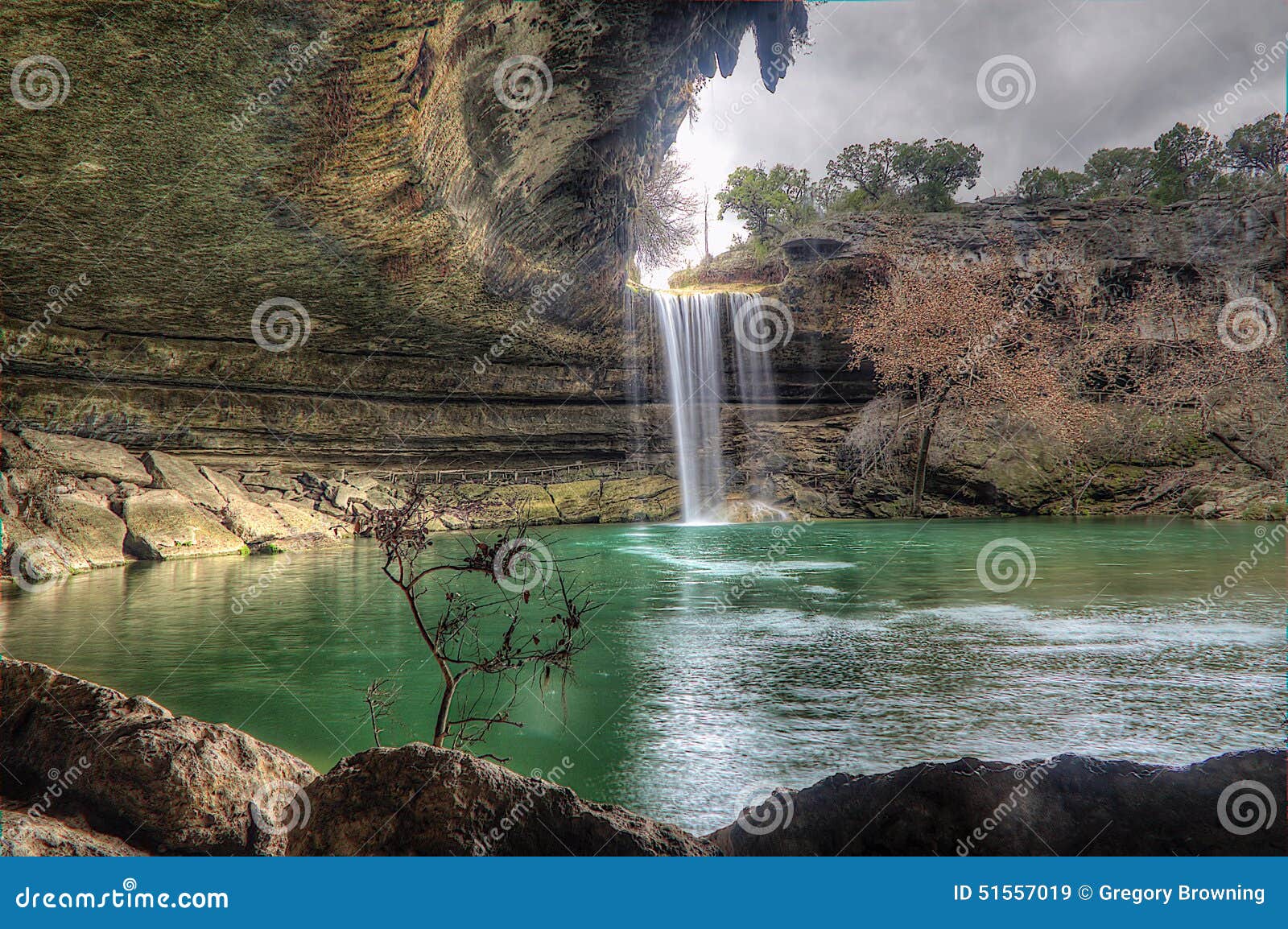 Hamilton Pool, Cloudy Day, Texas Stock Image - Image of water, falls ...