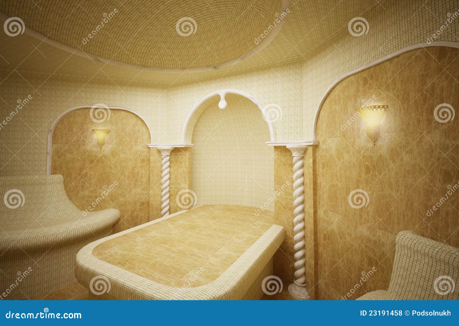 Hammam, Turkish Steam Room, 3-D Stock Photo - Image of marble ...