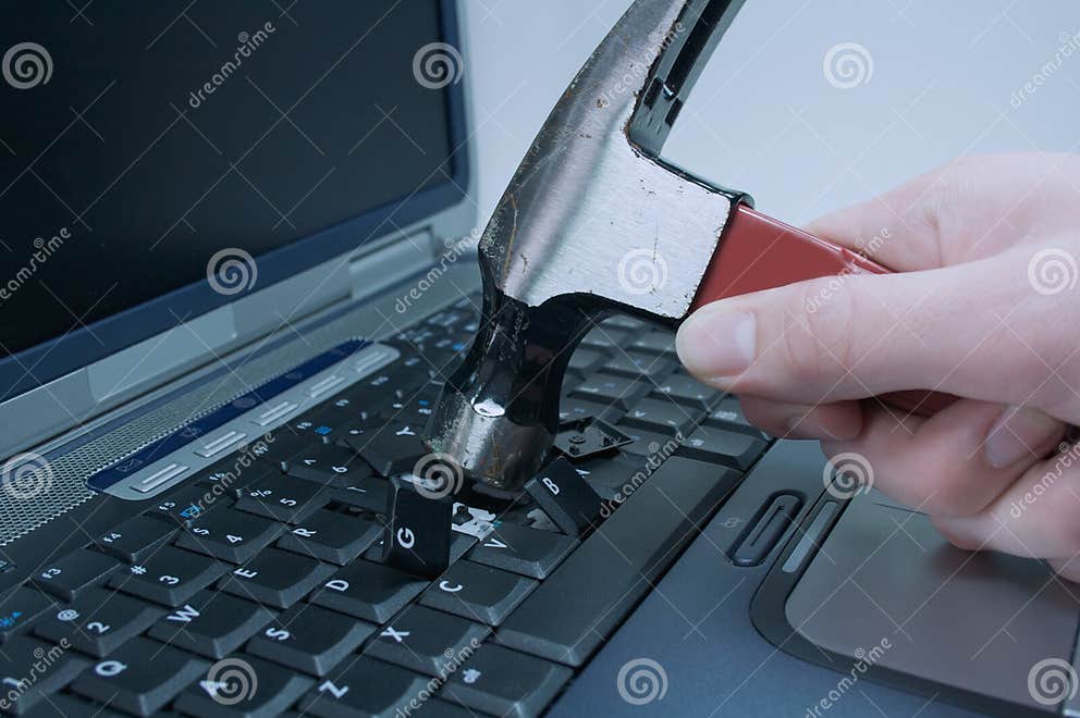 Hammer stock photo. Image of smashing, broken, keyboard - 4972648