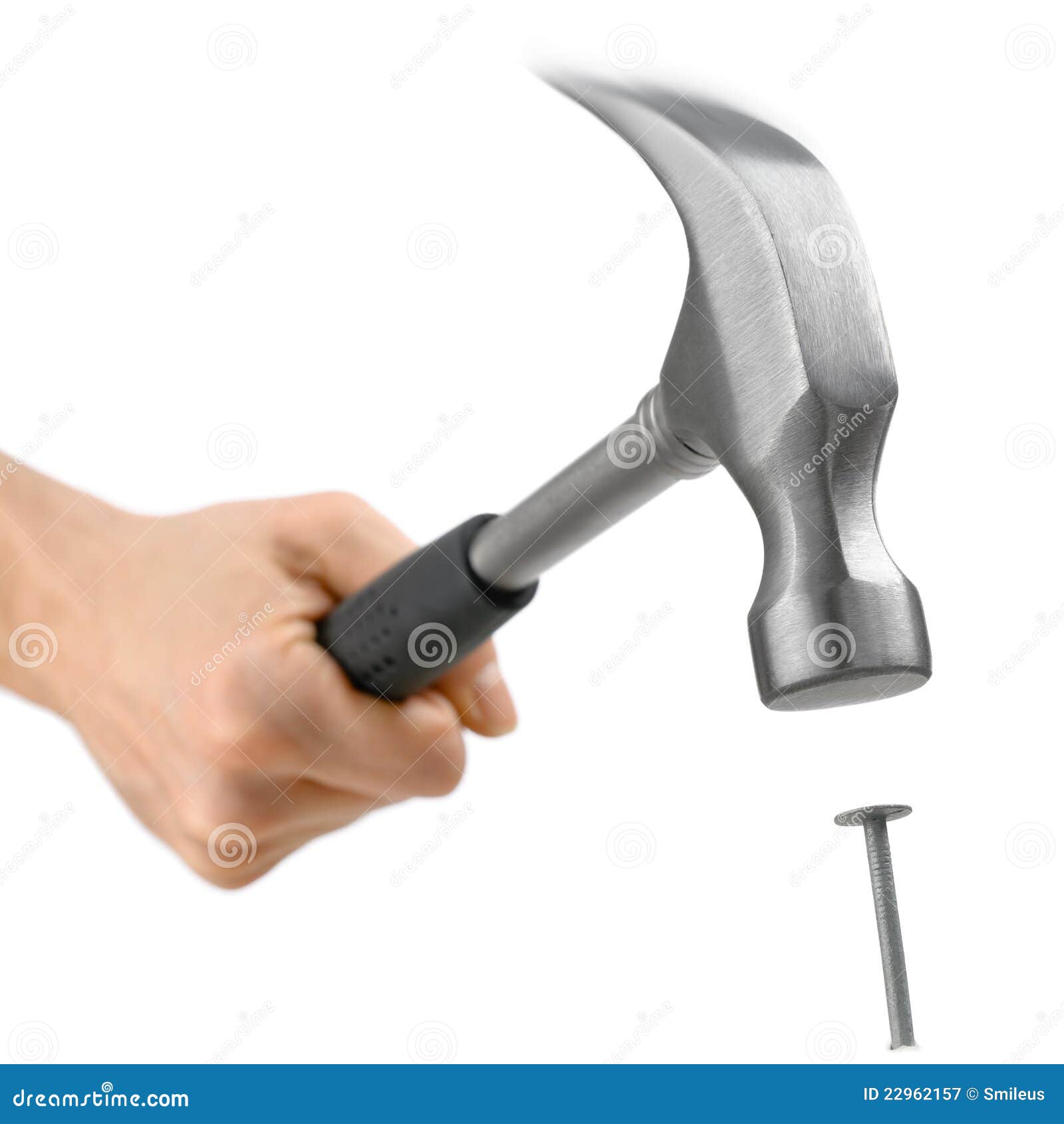 Hammer in Action, Isolated on White Stock Image - Image of objects ...