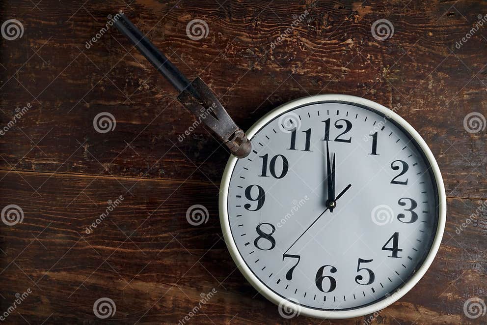 Hammer on an Analog Clock Against a White Background Stock Image ...