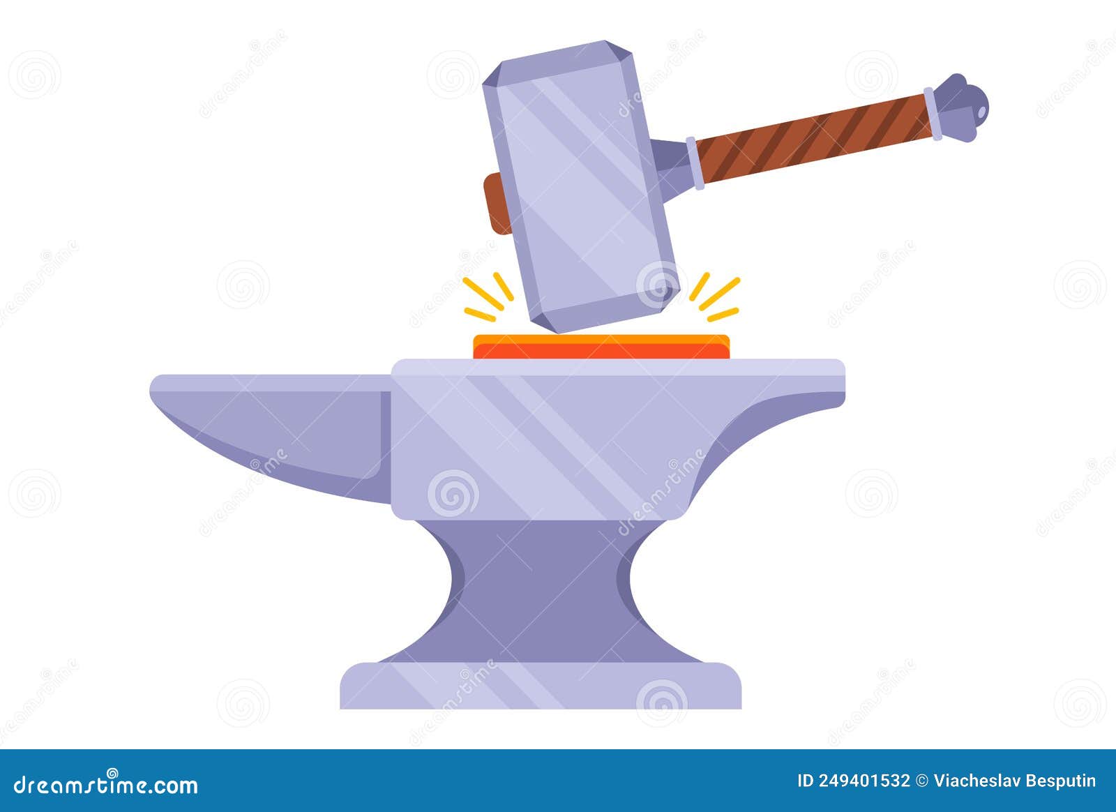 Blacksmith At Work In Forge Landing Page Set With Smiths Melt Metal ...