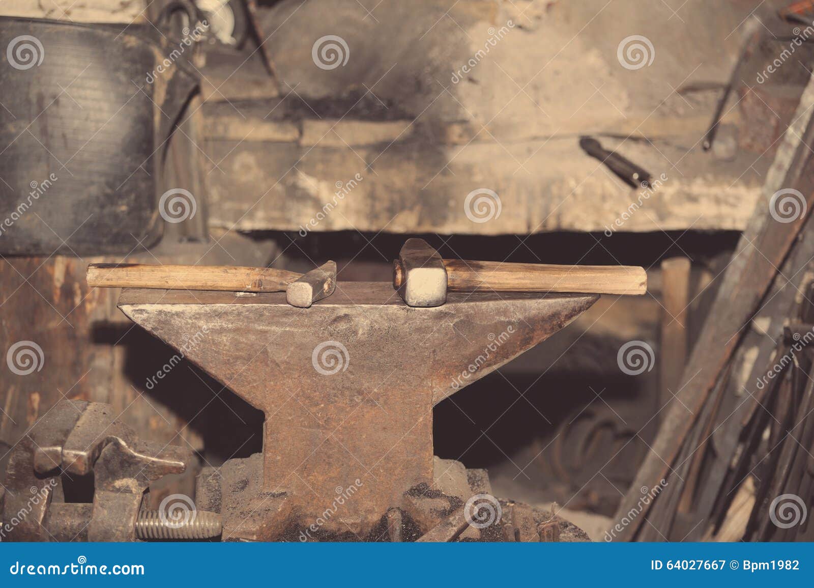 Hammer and Anvil, Detail of a Forge, Metal Tools Stock Image - Image of ...