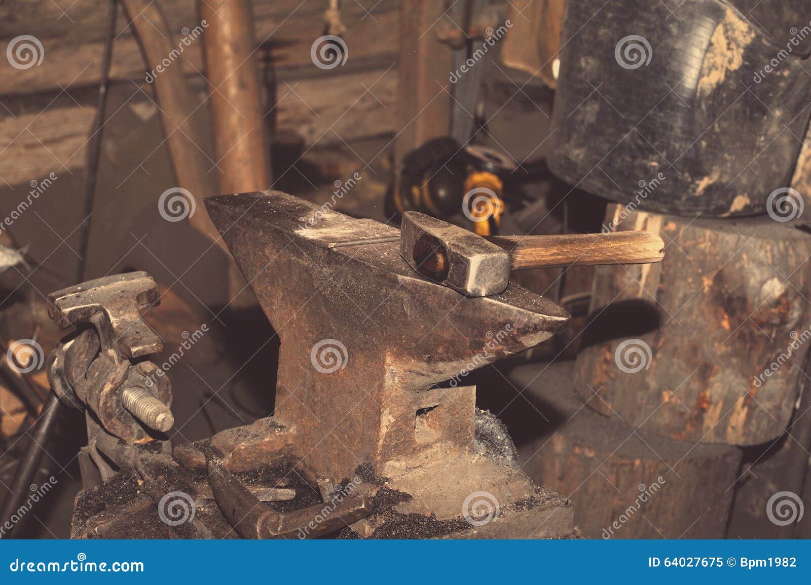 Hammer and Anvil, Detail of a Forge, Metal Tools Stock Image - Image of ...
