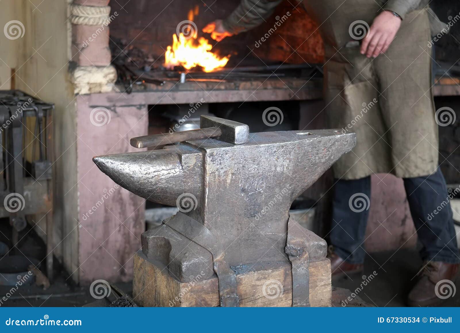 Hammer and Anvil at the Forge Stock Photo - Image of iron, process ...