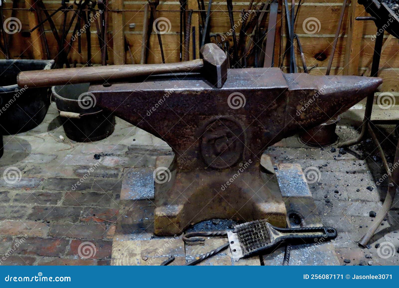 Hammer and anvil stock image. Image of workplace, tools - 256087171