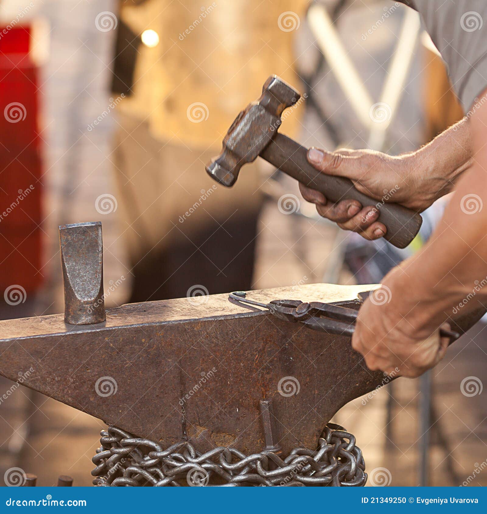 Hammer, Anvil and the Hands Stock Photo - Image of male, craftsman ...