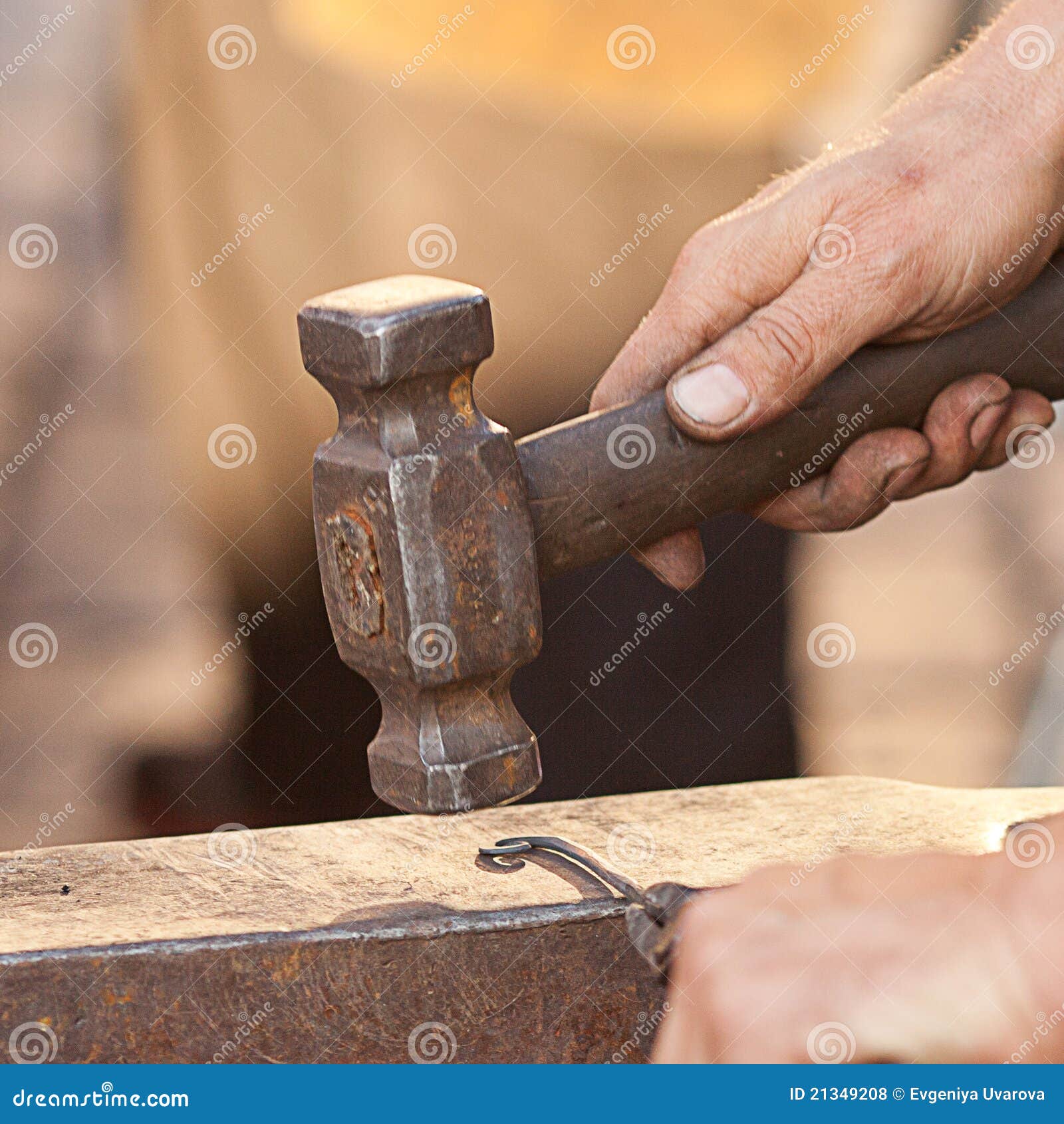 Hammer, Anvil and the Hands of Blacksmith Stock Photo - Image of ...