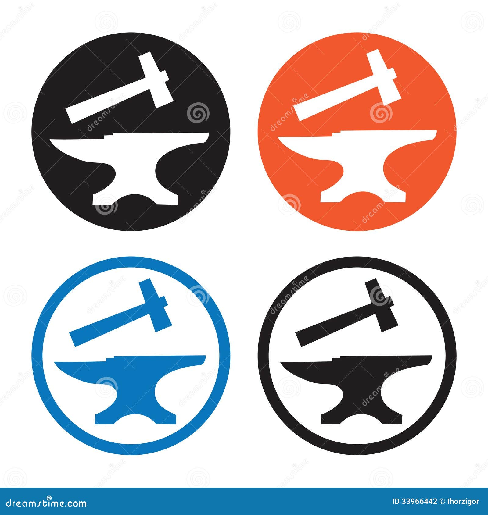 Hammer and anvil icon stock vector. Illustration of metal - 33966442