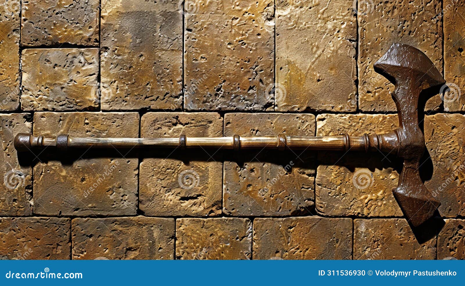 Hammer and Ax on Stone Wall Stock Photo - Image of tower, artifact ...