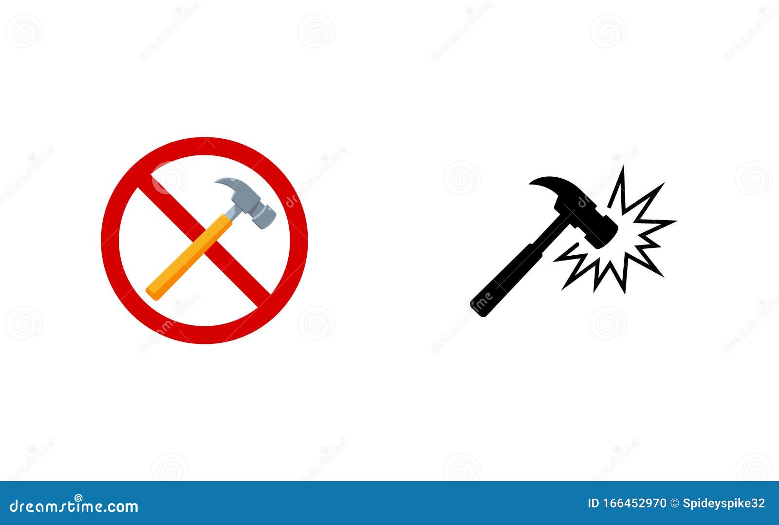The Hammer Break Sign and the Hammer Prohibited Sign Stock Illustration ...