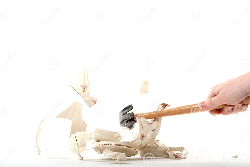 Hammer Breaking Teapot stock photo. Image of teapot, destroy - 3975716