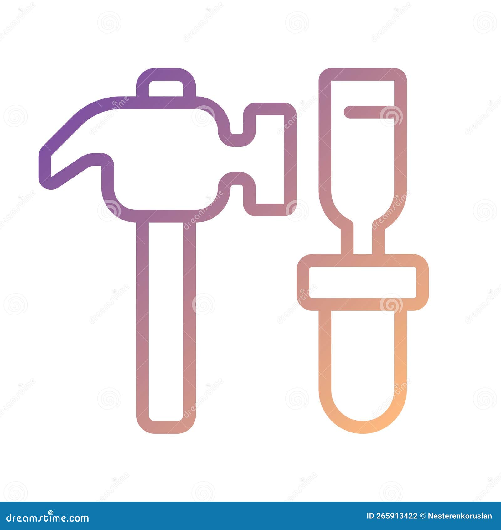 Hammer and Chisel Pixel Perfect Gradient Linear Vector Icon Stock ...