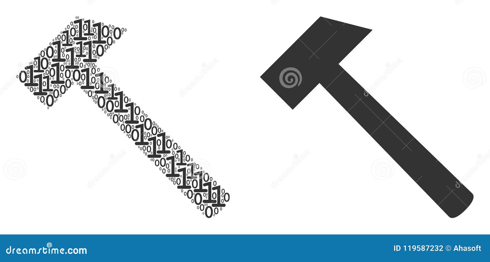 Hammer Collage of Binary Digits Stock Vector - Illustration of hardware ...
