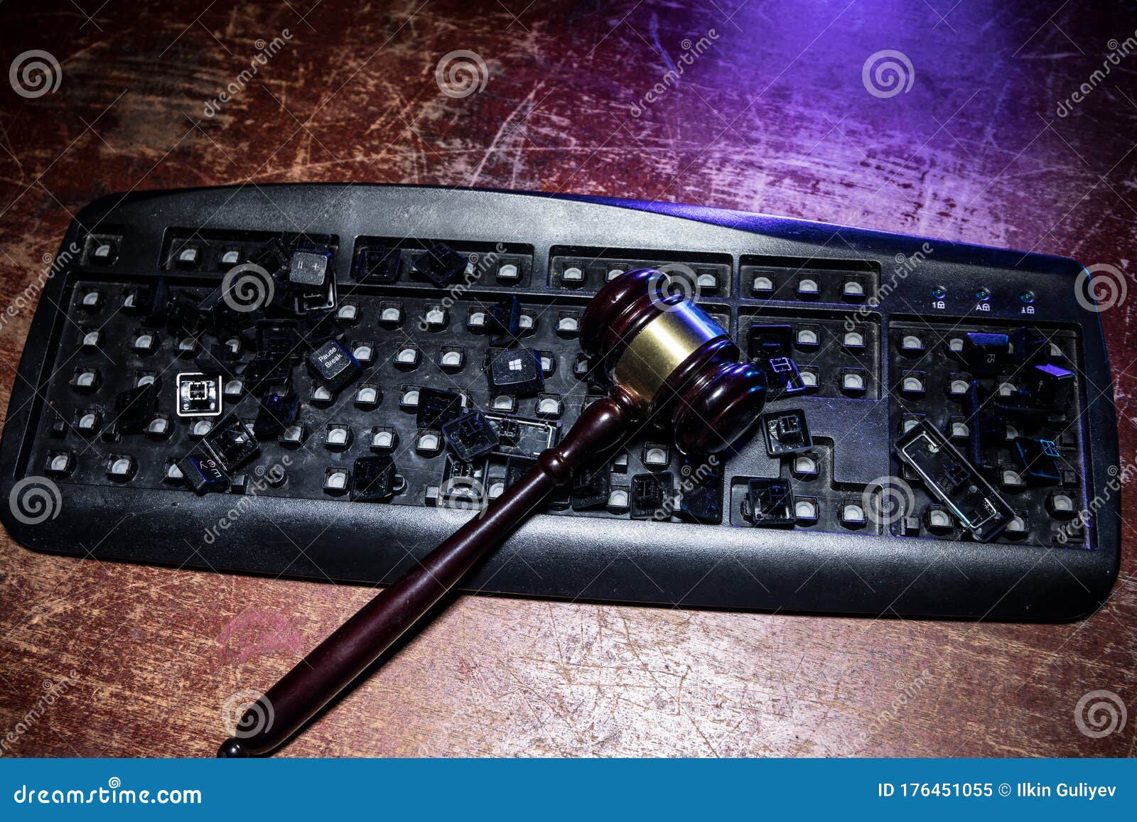 Hammer on Computer Keyboard with Damaged Keys Stock Image - Image of ...
