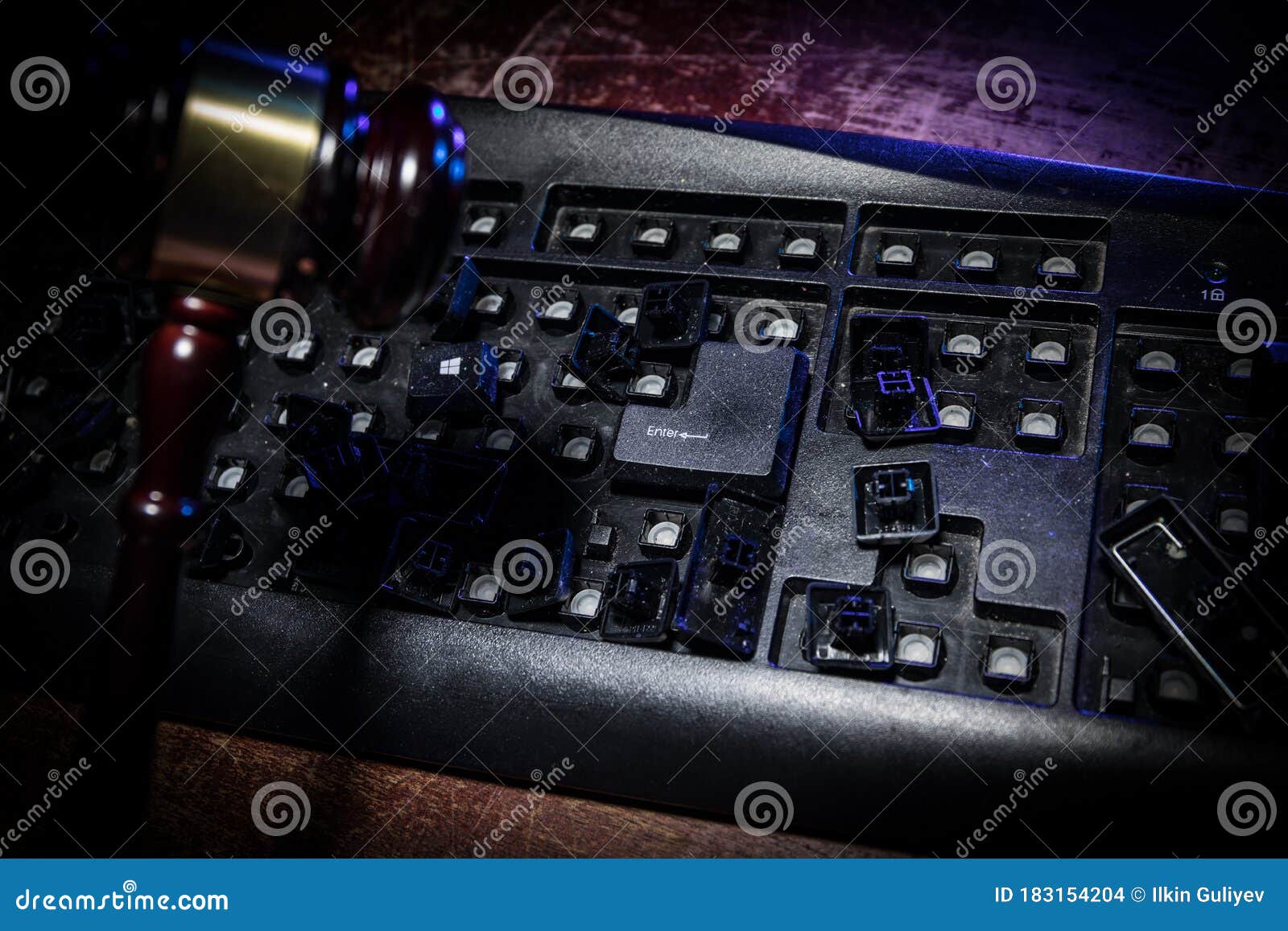 Hammer on Computer Keyboard with Damaged Keys Stock Photo - Image of ...