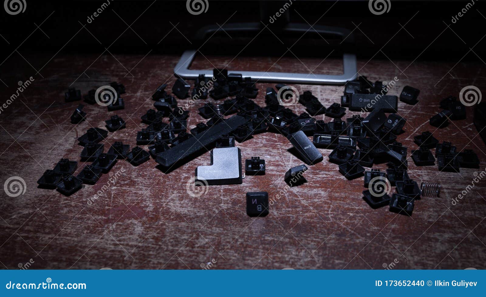 Hammer on Computer Keyboard with Damaged Keys Stock Photo - Image of ...