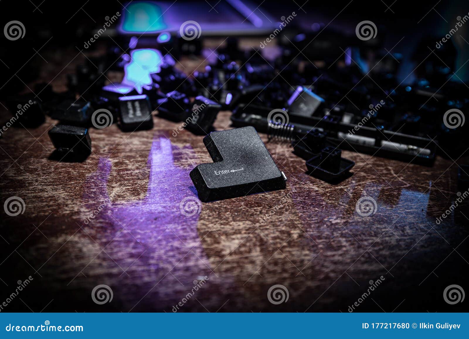 Hammer on Computer Keyboard with Damaged Keys Stock Photo - Image of ...