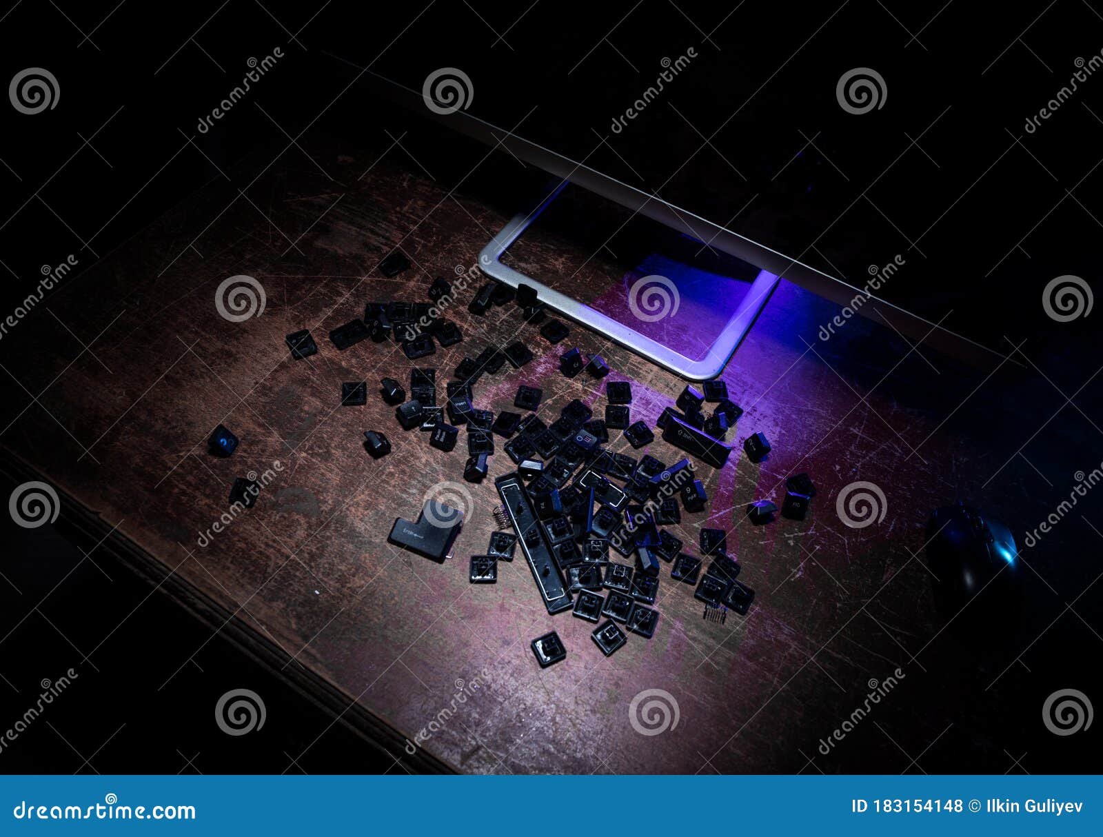 Hammer on Computer Keyboard with Damaged Keys Stock Photo - Image of ...