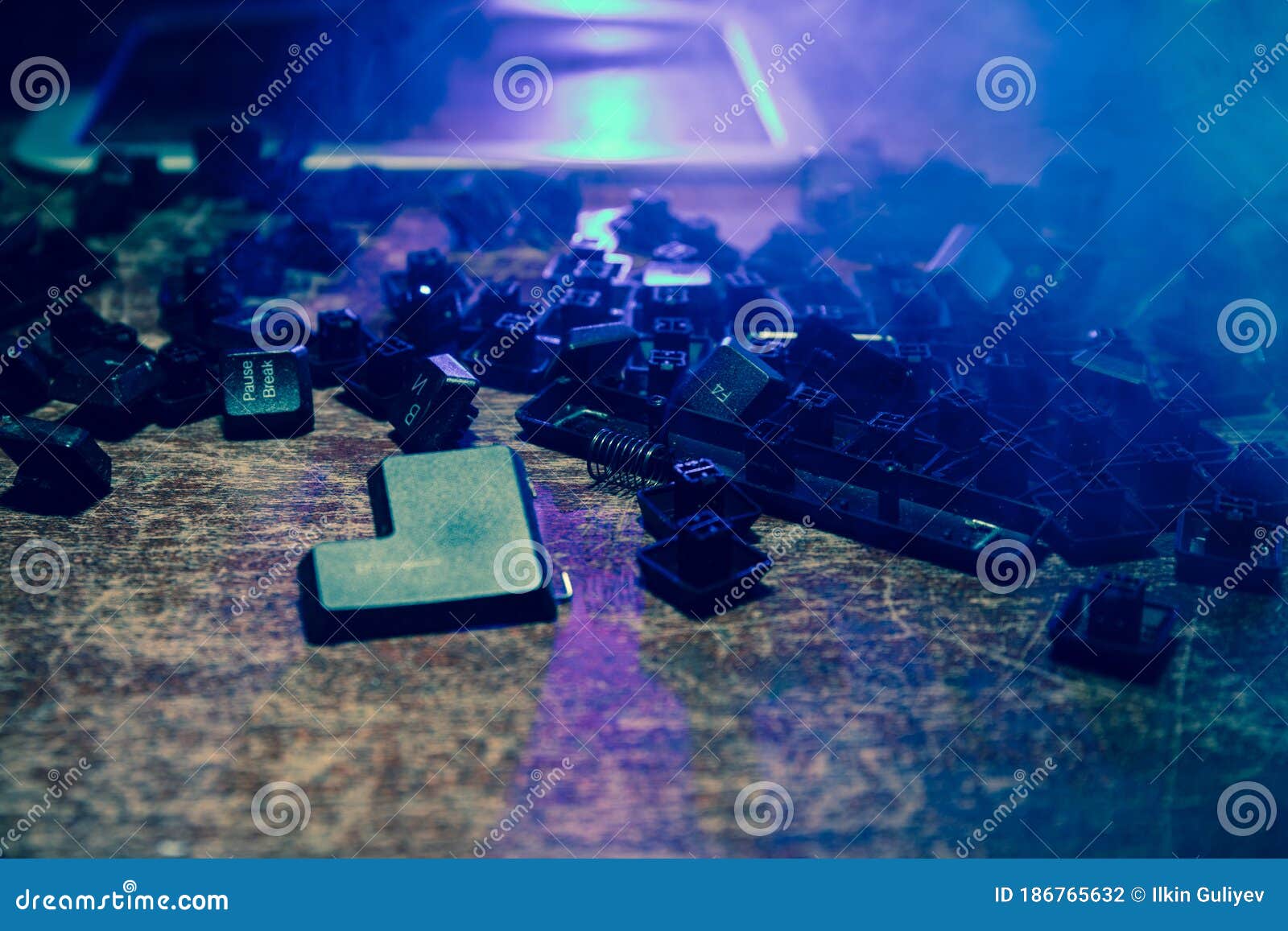 Hammer on Computer Keyboard with Damaged Keys Stock Photo - Image of ...