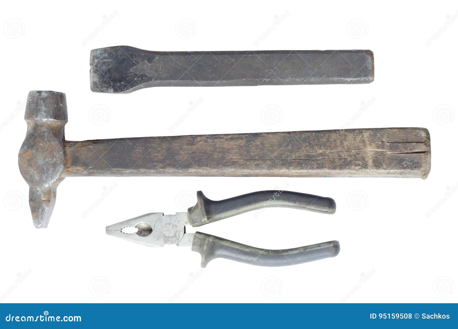 Hammer and Construction Chisel with Pliers Stock Photo - Image of ...