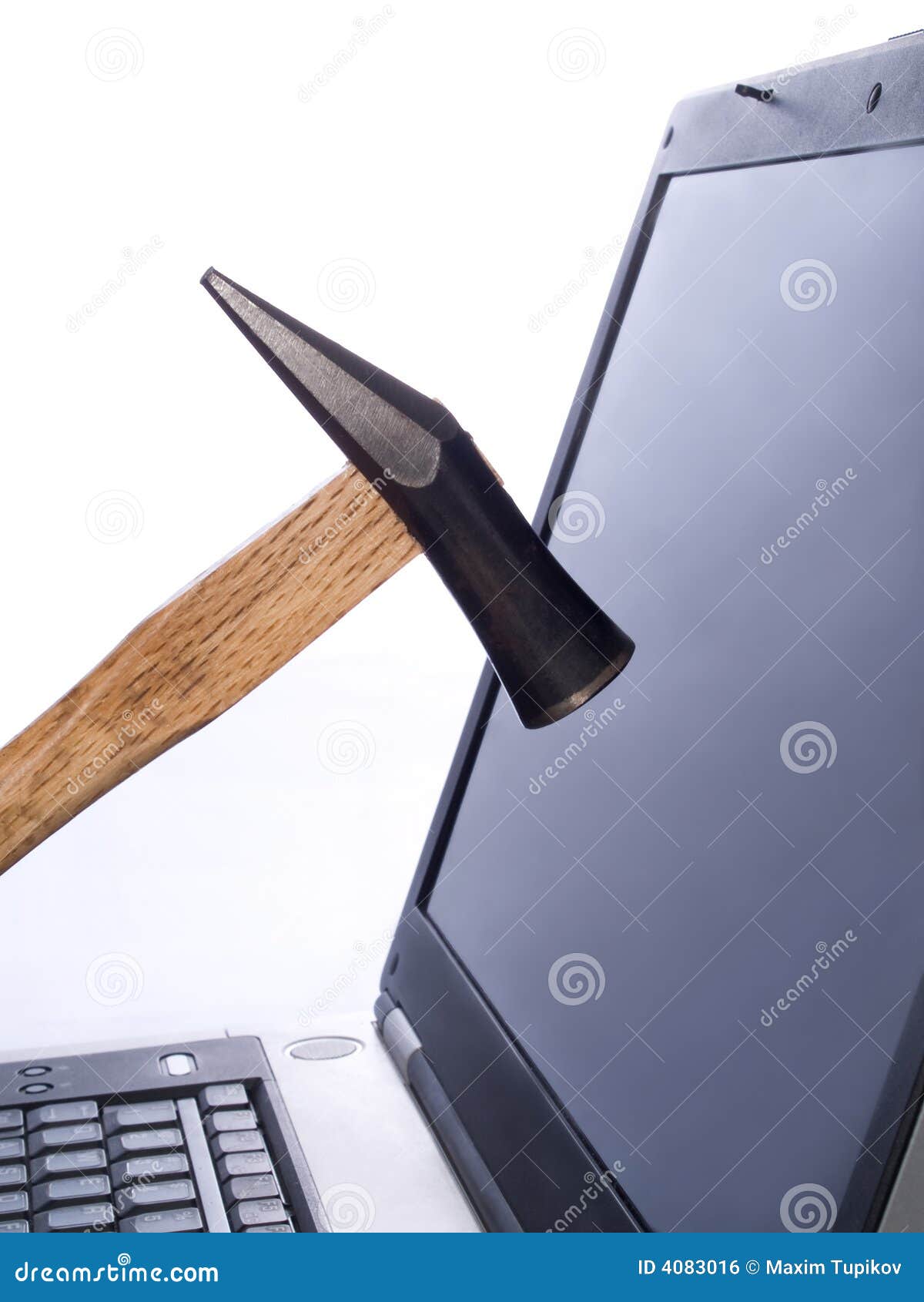 Hammer Crashing Computer Screen Stock Photo - Image of aggressive ...