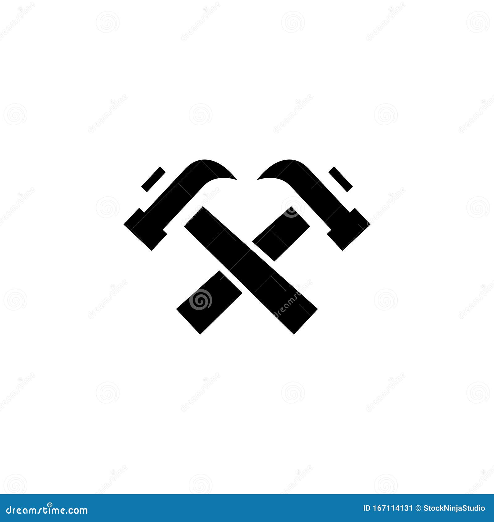 Hammer Crossed Icon in Flat Style for App, UI, Websites. Black Icon ...