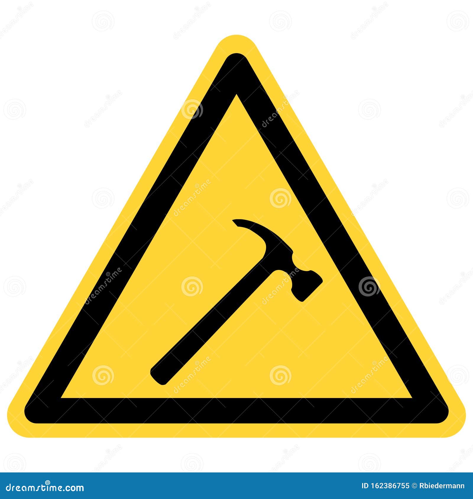 Hammer and danger sign stock vector. Illustration of hammer - 162386755