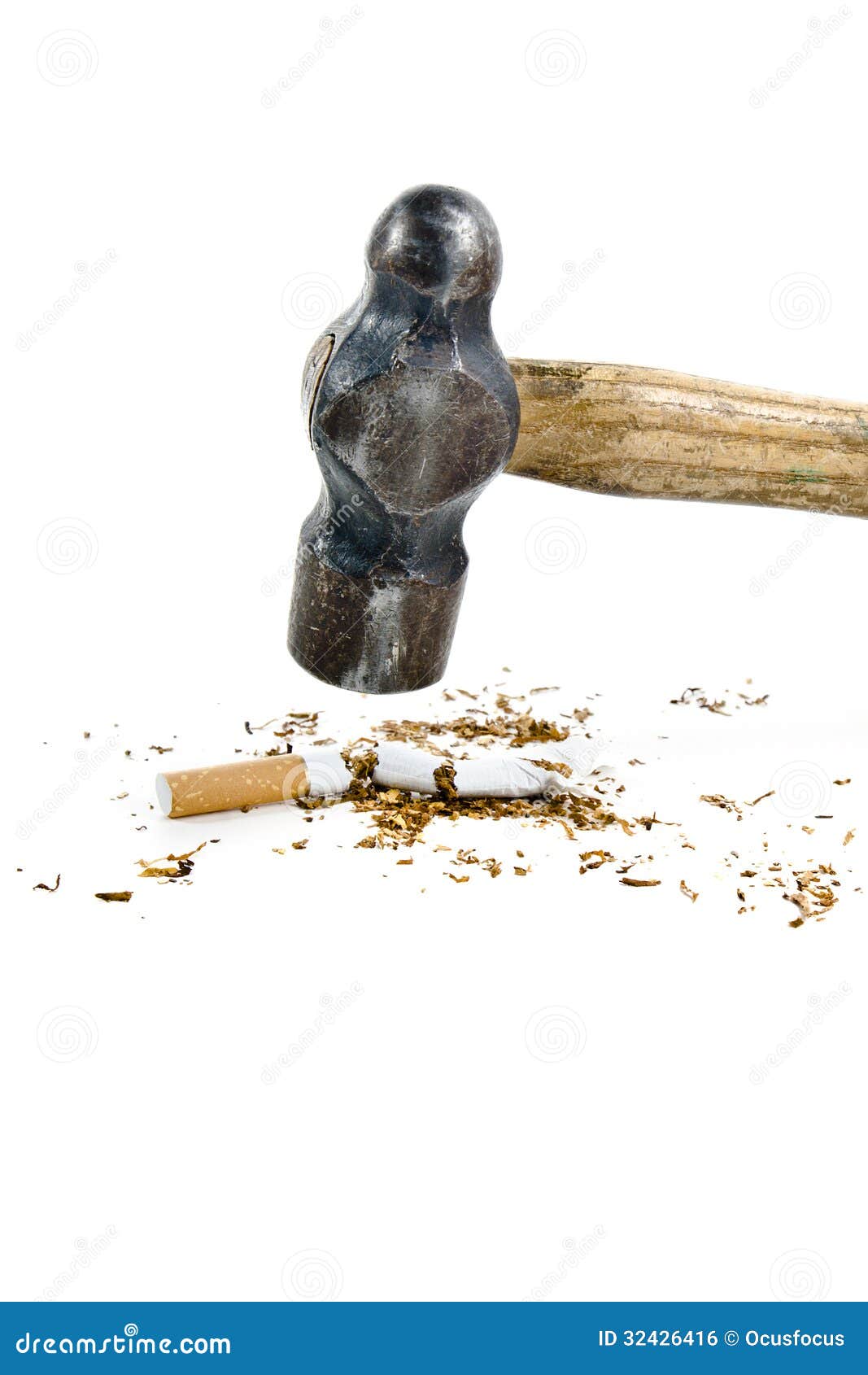 Hammer Destroying Cigarette Stock Photo - Image of cigarette, abuse ...