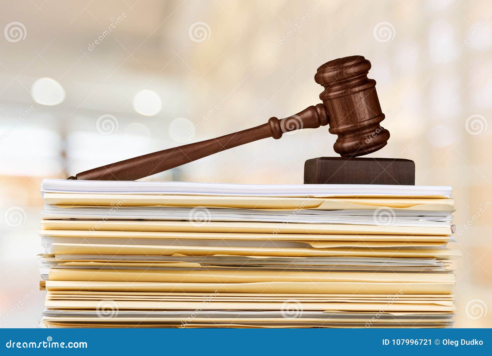 Judge Hammer and Documents on Background Stock Image - Image of mallet ...