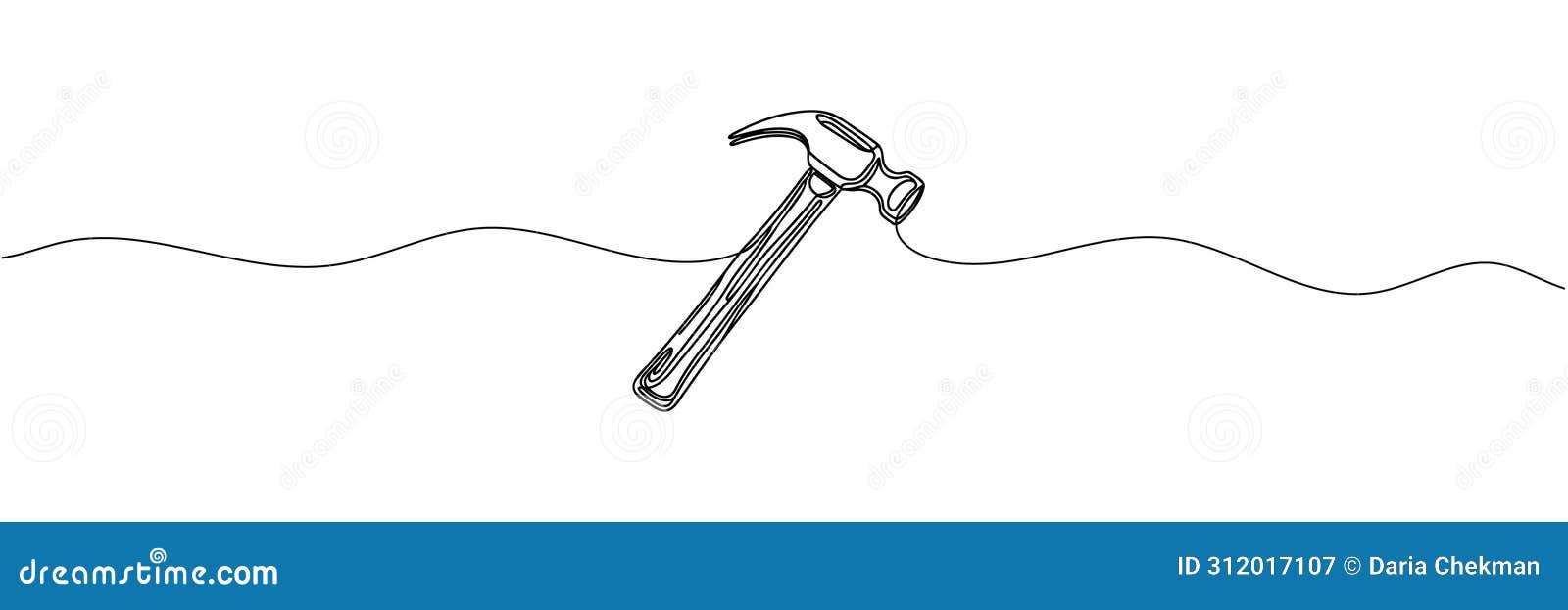 Hammer Drawn in One Line Style. Vector Illustration Stock Vector ...