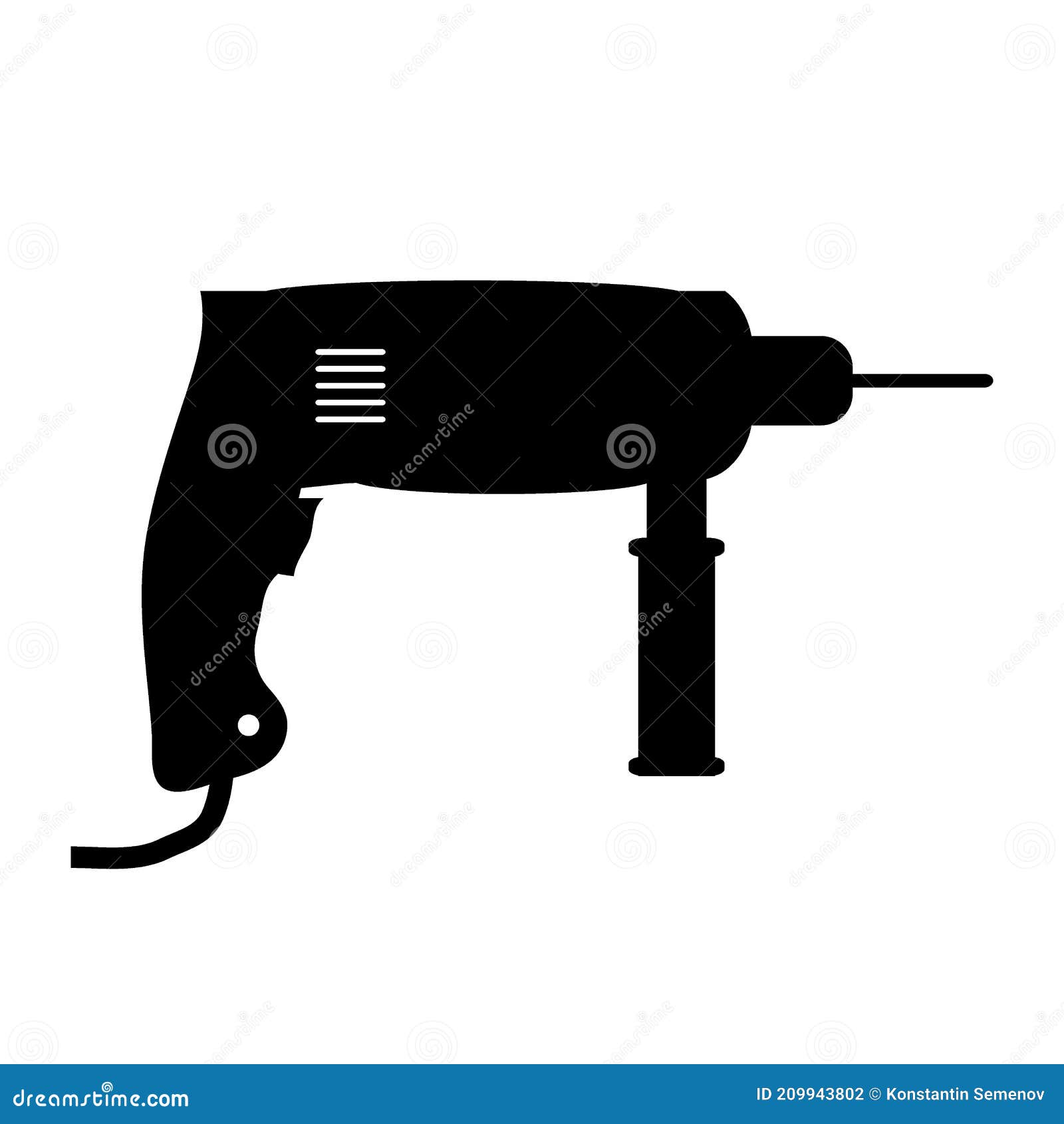 Hammer drill icon on white stock illustration. Illustration of handyman ...