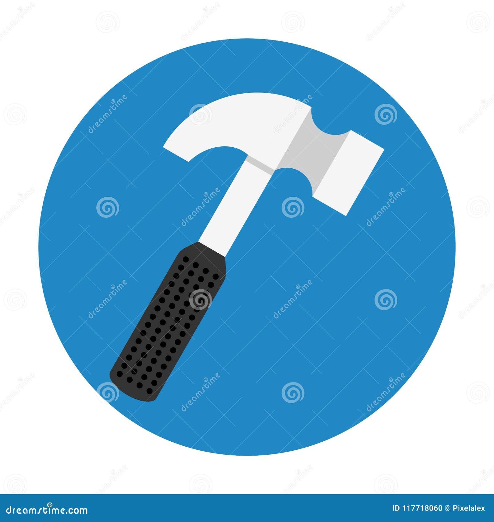 Hammer In A Flat Style. Typical Simple Hammer Tool. Icons Isolated On A ...