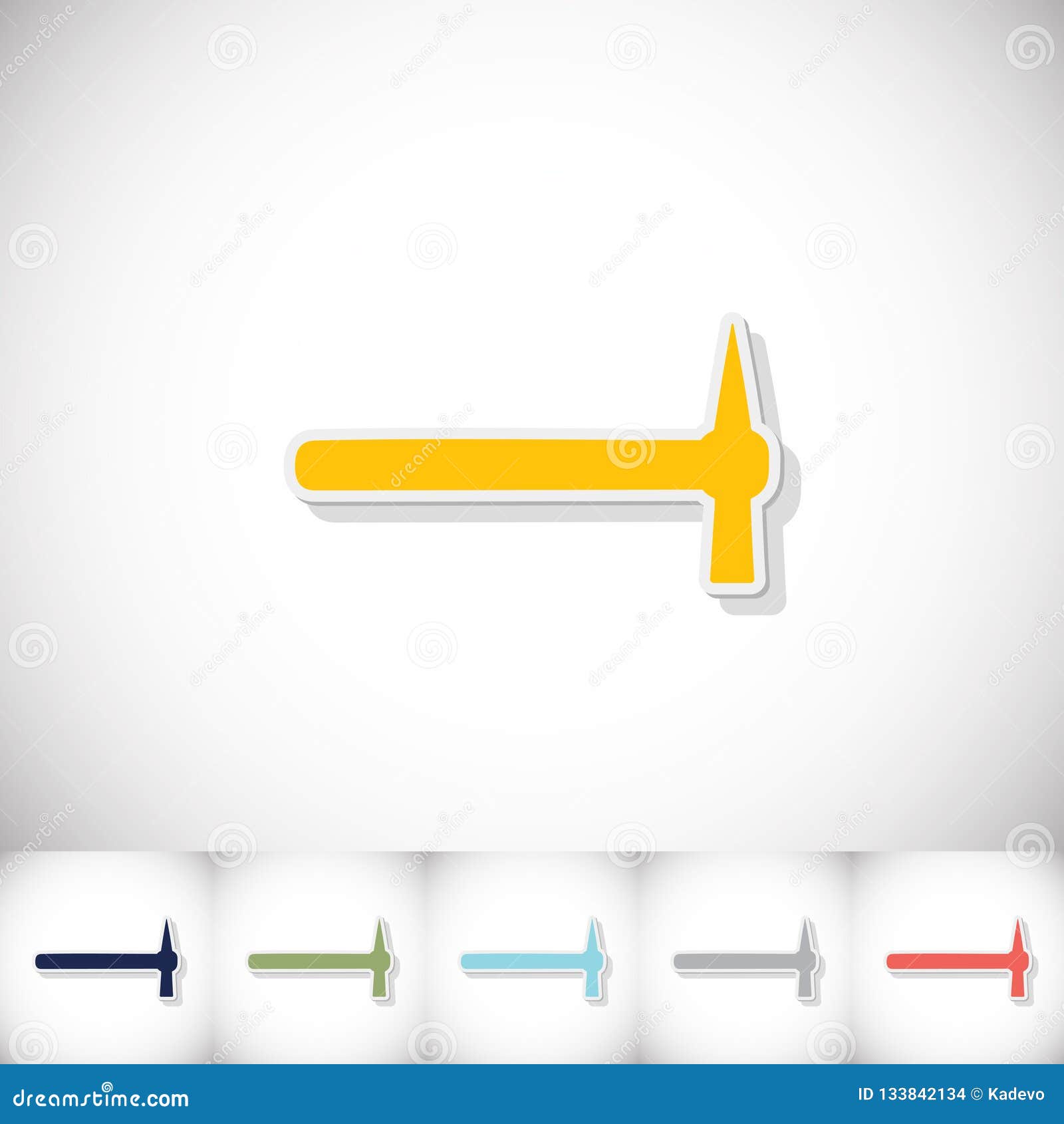 Hammer. Flat Sticker with Shadow on White Background Stock Vector ...