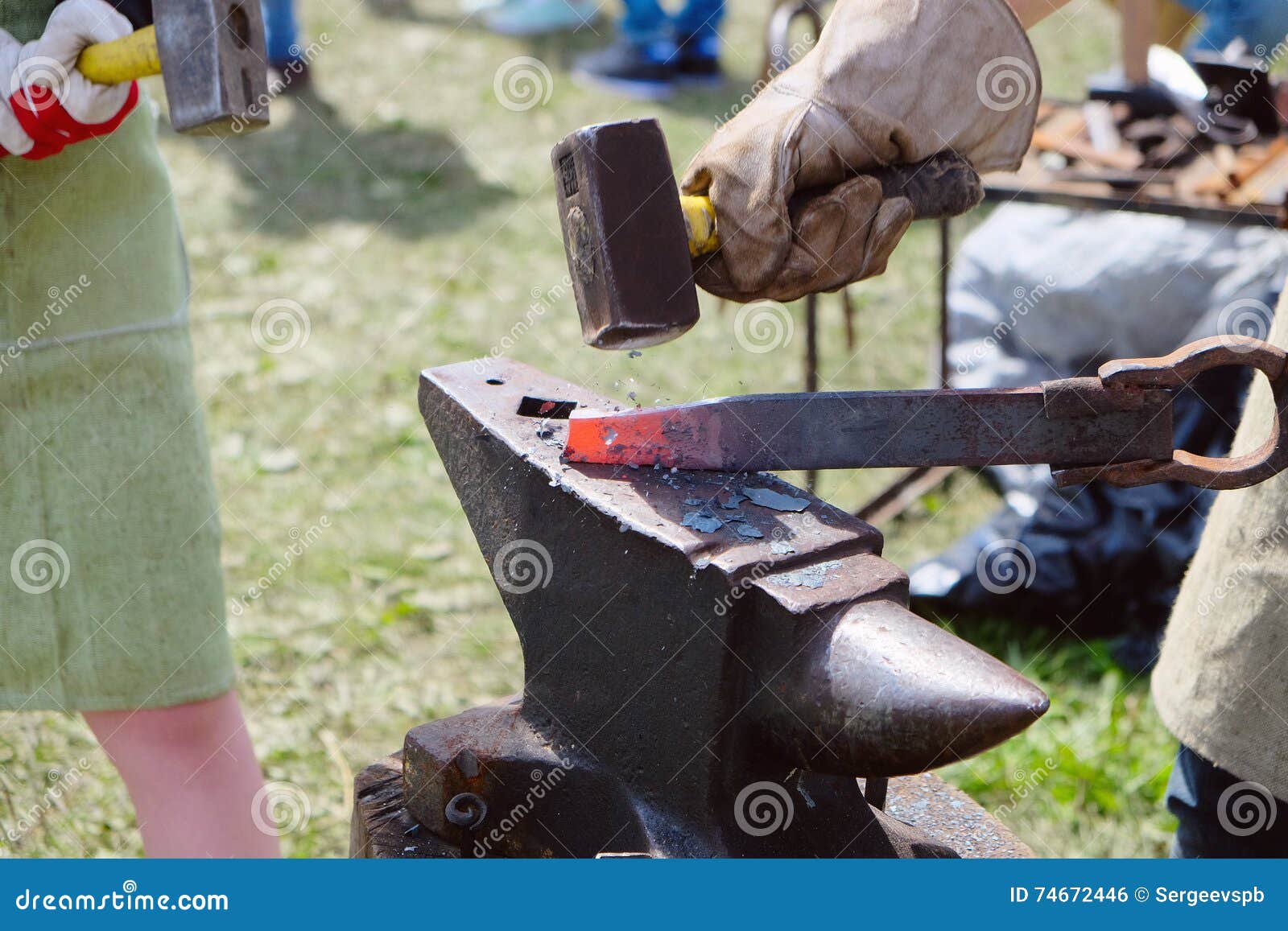 Hammer forging hot iron stock photo. Image of metal, hammer - 74672446