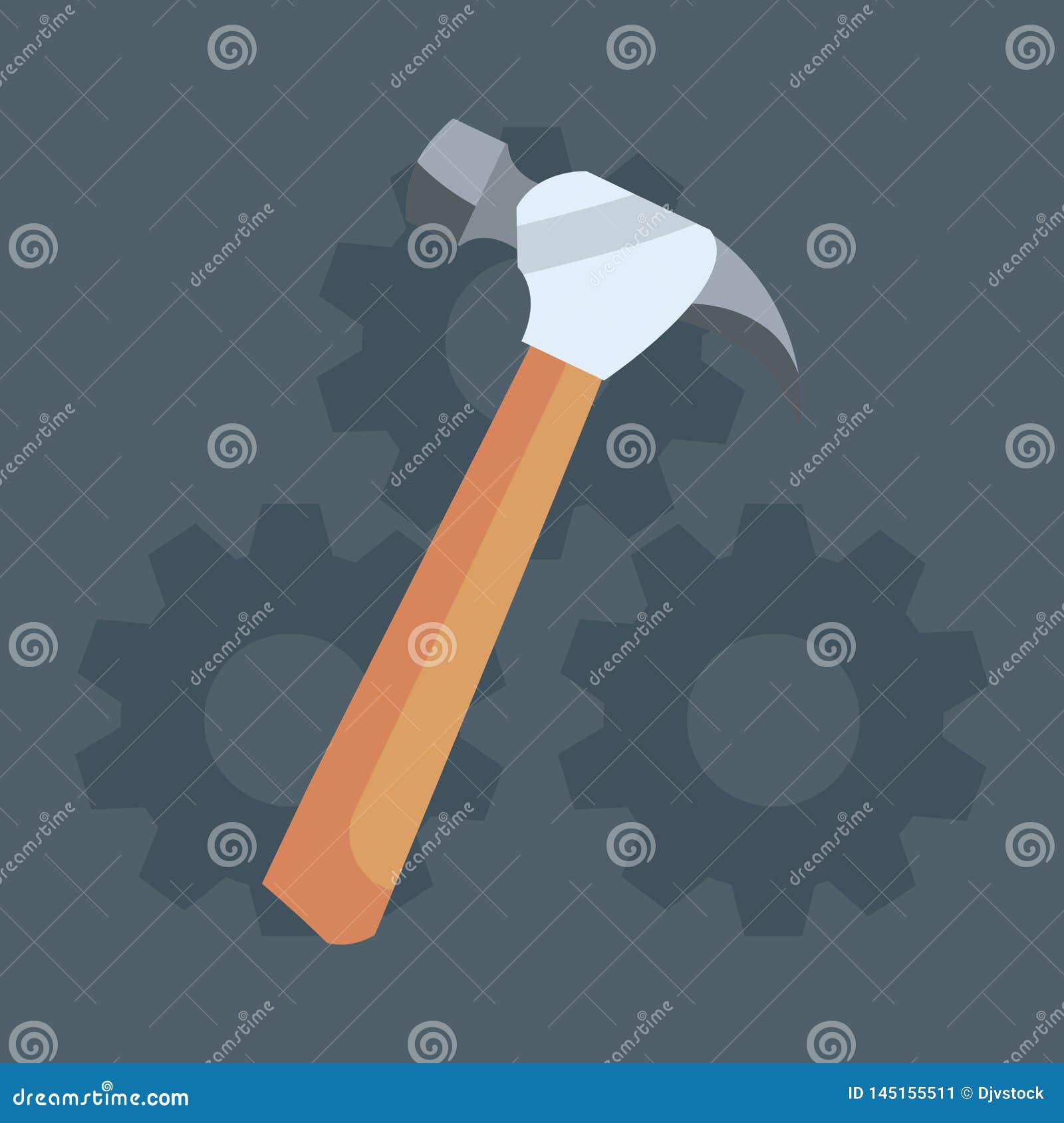 Hammer gears icon tool stock illustration. Illustration of building ...