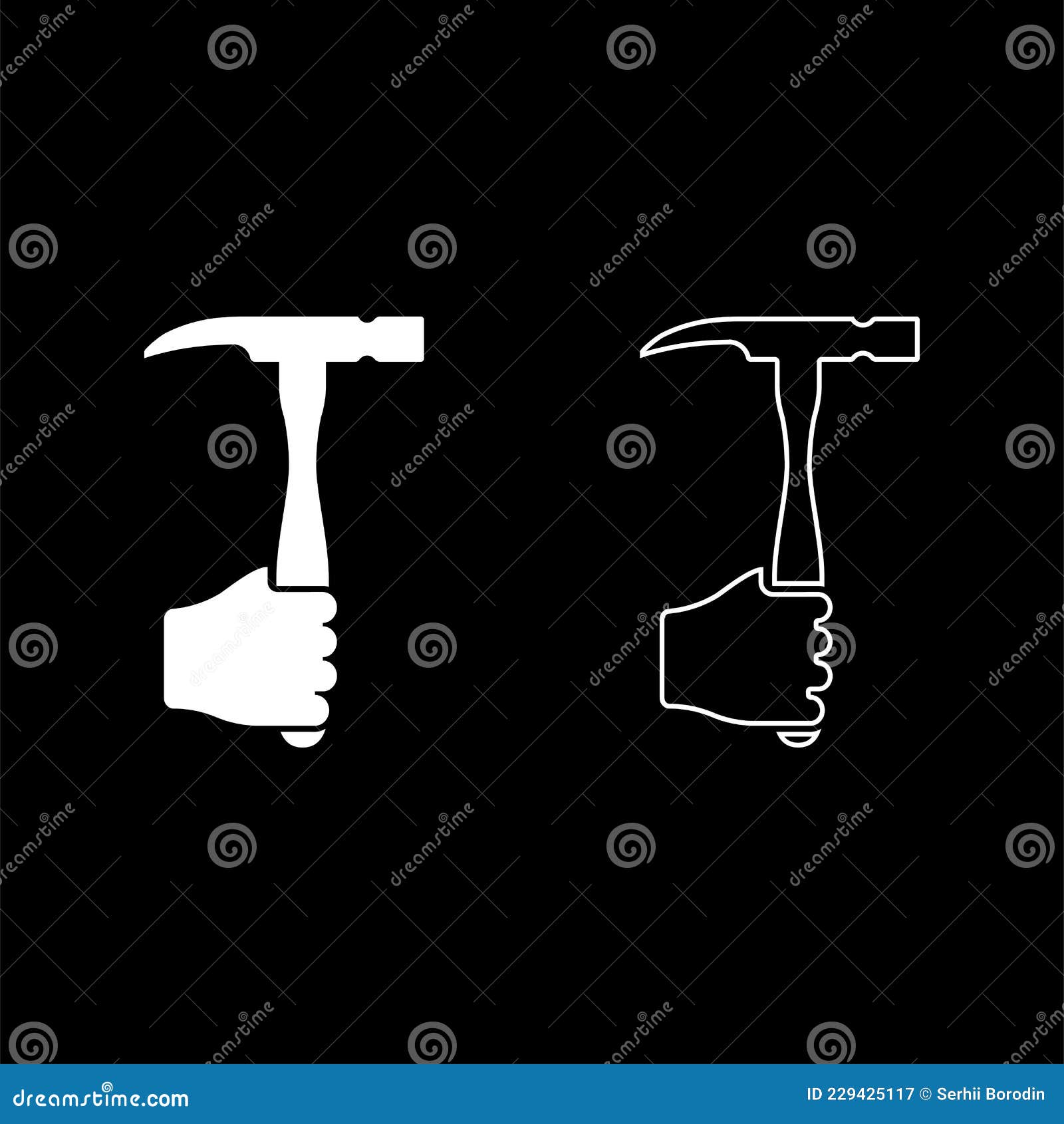 Hammer in Hand Holding Tool Use Arm Using Working Concept Icon White ...