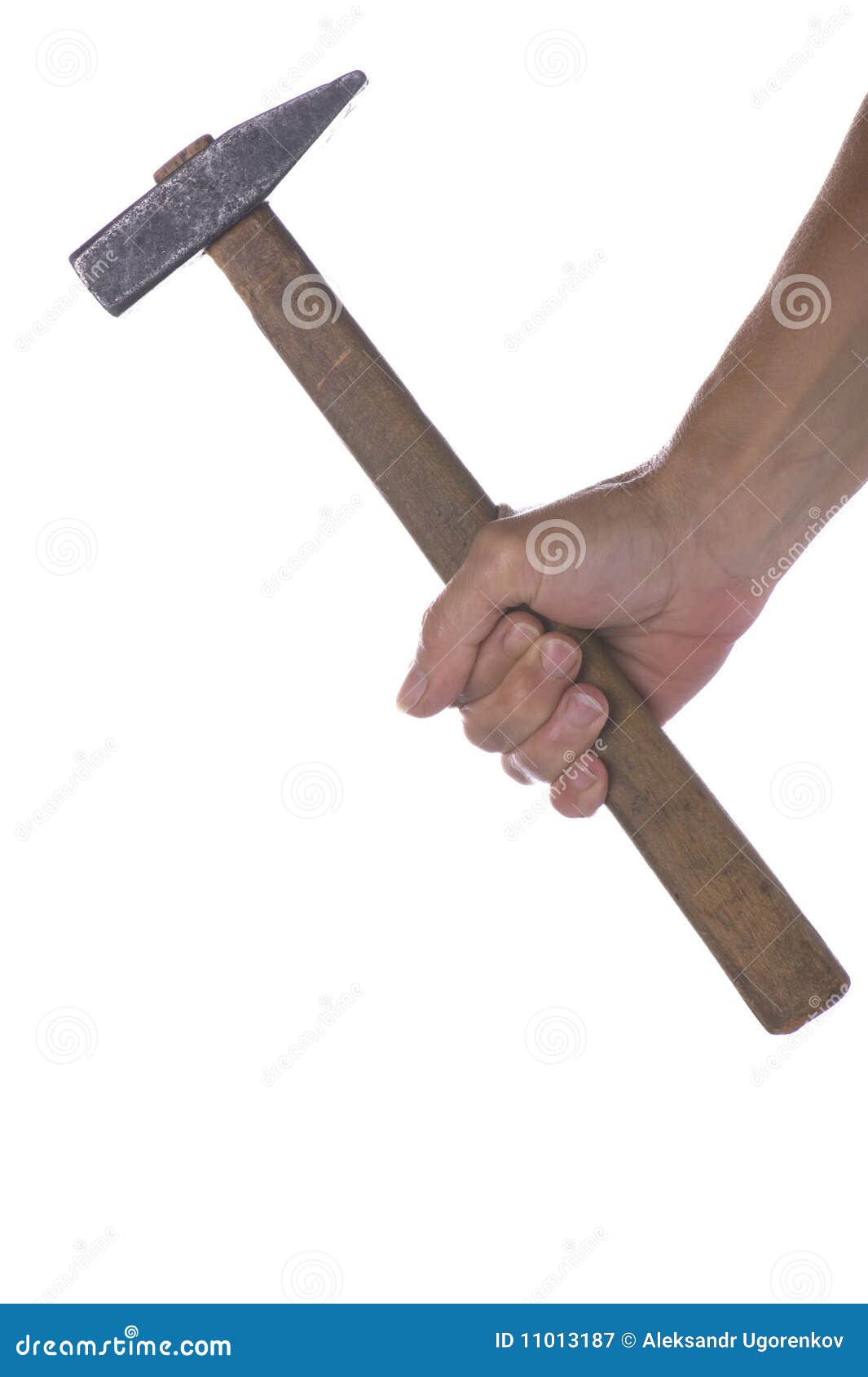 Hammer in hand on white stock image. Image of bump, metal - 11013187